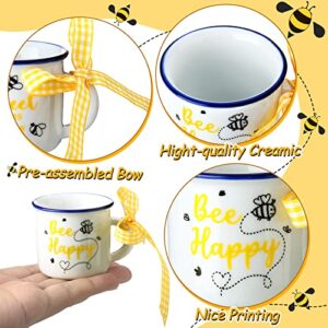 Bee Fall Theme Tiered Tray Decor Mini Coffee Mug Ceramic Bee Maple Coffee Mug Farmhouse Coffee Station Decor Bee Maple Coffee Cup for Coffee Bar Decor Birthday Gift, 3 Styles, 2 x 2.8 Inches(Bee)