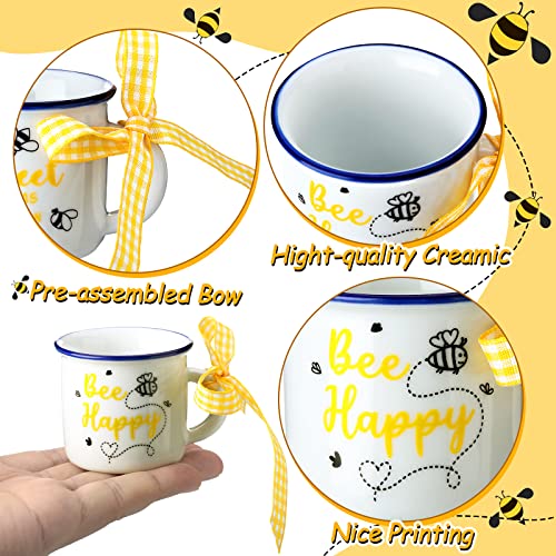 Bee Fall Theme Tiered Tray Decor Mini Coffee Mug Ceramic Bee Maple Coffee Mug Farmhouse Coffee Station Decor Bee Maple Coffee Cup for Coffee Bar Decor Birthday Gift, 3 Styles, 2 x 2.8 Inches(Bee)