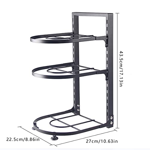 ANAMPION Pots and Pans Organizer for Cabinet, Snap-on and Adjustable Heavy-Duty Pot and Pan Rack,Pot Organizer for Kitchen Organization& Storage (3-tiers)