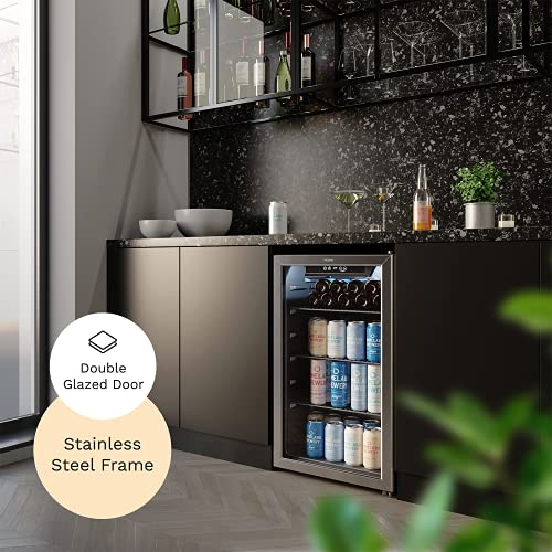 hOmeLabs Beverage Refrigerator and Cooler - 120 Can Mini Fridge with Glass Door for Soda Beer or Wine - Small Drink Dispenser Machine for Office or Bar with Adjustable Removable Shelves