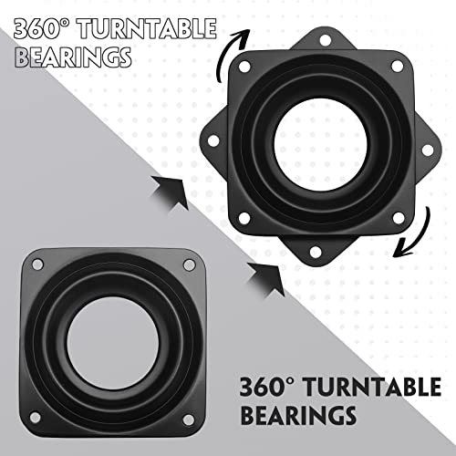 24 Pcs Lazy Susan Hardware Turntable Bearings 3 Inch Square Rotating Bearing Plate Swivel Plate Lazy Susan Square for Serving Trays, Kitchen Storage Racks, Craft Table, Makeup Holder, 0.34 Inch Thick