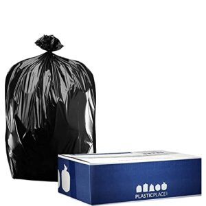 Plasticplace 55 gallon Trash Bags │ 1.2 Mil │ Black Heavy Duty Garbage Can Liners │ 38” x 58”