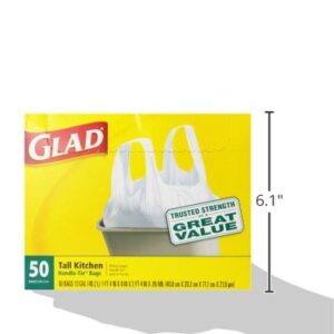 Glad® Tall Kitchen Handle-Tie® Trash Bags - 13 Gallon White Trash Bag - 50 Count (Package May Vary)