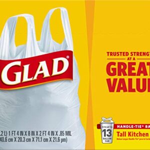 Glad® Tall Kitchen Handle-Tie® Trash Bags - 13 Gallon White Trash Bag - 50 Count (Package May Vary)