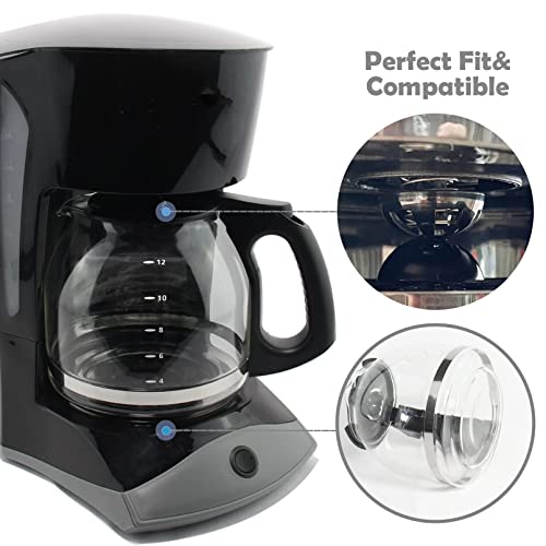 12-Cup Replacement Coffee Carafe Compatible with Mr. Coffee Coffee maker Pot, Replace Part# PLD12 PLD12-RB Series, Black Handle