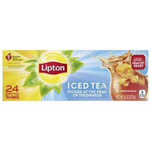 lipton family-size iced tea bags picked at the peak of freshness unsweetened tea can help support a healthy heart 6 oz (24 count, pack of 1)