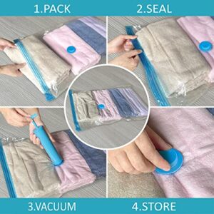 Vacuum Storage Bags, 10 Jumbo Space Saver Bags Vacuum Seal Bags with Pump, Space Bags, Vacuum Sealer Bags for Clothes, Comforters, Blankets, Bedding