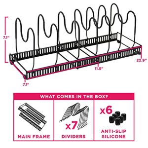 Berry Ave Adjustable Pan Organizer and Pot Rack with 8 Tiers, Rustproof Kitchen Cabinet Storage Organizer For Heavy Pots Pans and Cookware, Display On Counter w/ 3 Easy DIY Options