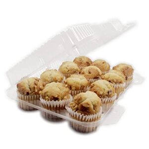 4U'LIFE (Mini Cupcake 12 Compartment Crystal Clear Dome Lid Hinged Cupcake carrier, Packaging Transporter, Cupcake Trays, Cupcake Holders-Pack of 10