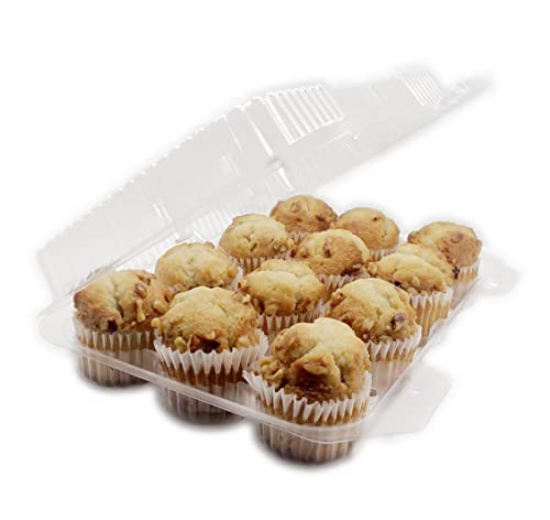 4U'LIFE (Mini Cupcake 12 Compartment Crystal Clear Dome Lid Hinged Cupcake carrier, Packaging Transporter, Cupcake Trays, Cupcake Holders-Pack of 10