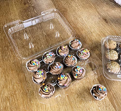 4U'LIFE (Mini Cupcake 12 Compartment Crystal Clear Dome Lid Hinged Cupcake carrier, Packaging Transporter, Cupcake Trays, Cupcake Holders-Pack of 10