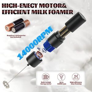 High Value Milk Frother Handheld Black, Battery Operated Beverage Mixer, Mini Coffee Mixer for Latte, Cappuccino, Matcha, Hot Chocolate