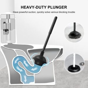 SetSail Toilet Brush and Plunger Set, Toilet Plungers for Bathroom Heavy Duty Toilet Bowl Brush and Holder Hidden Toilet Plunger and Brush Set for Deeply Cleaning - Black