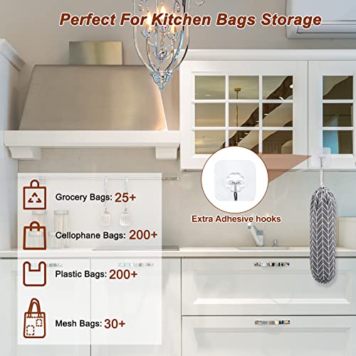 1Pcs Plastic Bag Holder Large Grocery Bags Holders Wall Mount Garbage Plastic Bag Organizer Shopping Bag Storage Dispenser Trash Bag Holder ​for Home Kitchen Travelling Drawstring Washable 22x9 Inch