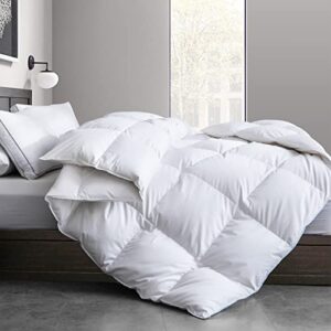 Cosybay Cotton Quilted White Feather Comforter Filled with Feather & Down –Machine Washable - All Season Duvet Insert or Stand-Alone – Queen Size (90*90Inch)