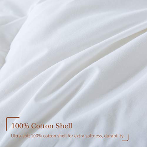 Cosybay Cotton Quilted White Feather Comforter Filled with Feather & Down –Machine Washable - All Season Duvet Insert or Stand-Alone – Queen Size (90*90Inch)