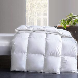 Cosybay Cotton Quilted White Feather Comforter Filled with Feather & Down –Machine Washable - All Season Duvet Insert or Stand-Alone – Queen Size (90*90Inch)