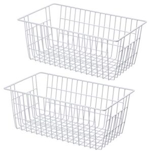 sanno freezer baskets,farmhouse metal wire basket freezer storage wire baskets organizer wire storage basket for kitchen pantry organizer bins,14″x11″x6″