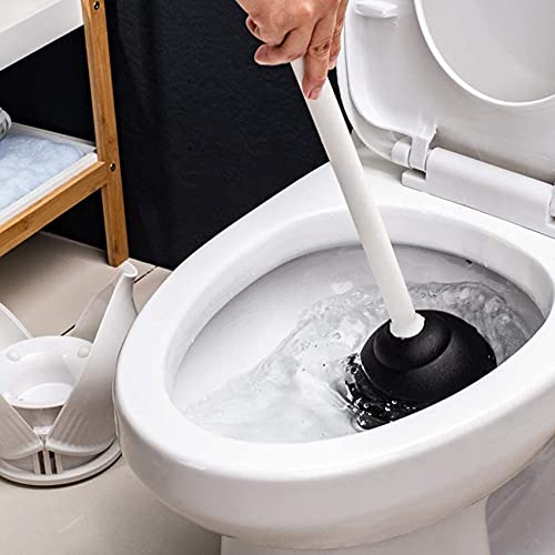 YANXUS Toilet Plunger, Hideaway Toilet Plunger with Caddy, Plungers for Bathroom with Holder, Heavy Duty Toilet Plunger with Holder - White