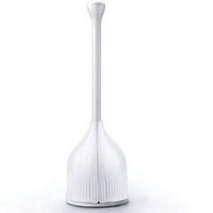 YANXUS Toilet Plunger, Hideaway Toilet Plunger with Caddy, Plungers for Bathroom with Holder, Heavy Duty Toilet Plunger with Holder - White