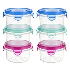 freshmage condiment containers with lids, 6 pack 2.7 oz reusable leakproof salad dressing container to go mini meal prep sauce cups