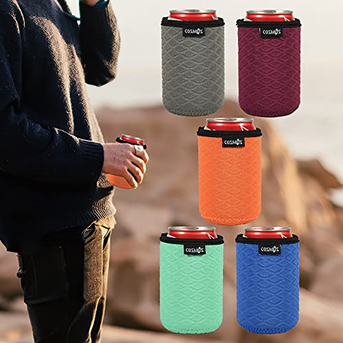 Cosmos Pack of 5 Soft Neoprene 12 OZ Standard Can Cooler Regular Can Insulated Cover for Beer Beverage Drink Can (For 12 oz Standard Can)