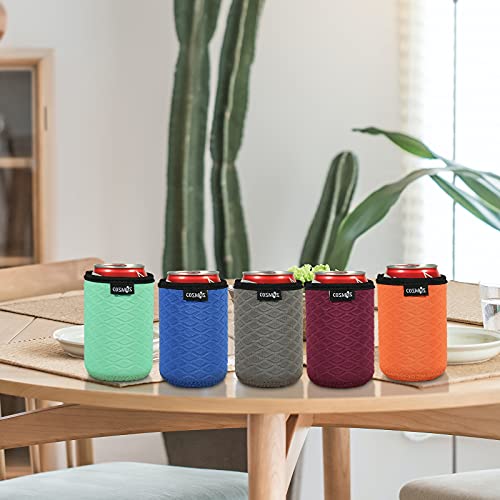 Cosmos Pack of 5 Soft Neoprene 12 OZ Standard Can Cooler Regular Can Insulated Cover for Beer Beverage Drink Can (For 12 oz Standard Can)