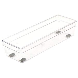 glad clear plastic organizer bin – 9.5” x 3” x 2.2” drawer storage tray with non-slip feet