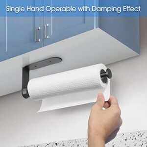 Paper Towel Holder, Single Hand Operable Under Cabinet Paper Towel Holder Wall Mount with Damping Effect for Kitchen, Counter, Cabinet, Bathroom