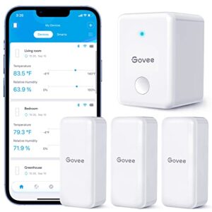 govee wifi hygrometer thermometer 3 pack h5151, indoor wireless smart temperature humidity sensor monitor with remote app notification alert, 2 years free data storage export, for home, greenhouse