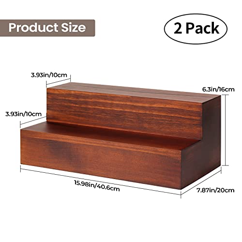 B4Life Liquor Bar Bottle Display Shelf, 2 Tier Real Wood Bar Shelves for Liquor Bottles, Bar Shelf for Liquor, Liquor Shelf for Home Bar Liquor Shelves Bottle Display (2 Pack)