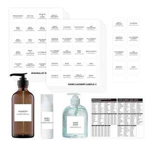 540 pcs bathroom home laundry labels for organizing with diy blank labels, preprinted minimalist waterproof oil resistant stickers for bathroom laundry home beauty organization supplies labels