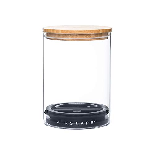 Airscape Glass Food Storage Canister - Patented Airtight Lid Preserves Food Freshness, Glass Storage with Bamboo Lid (Medium 7-Inch)