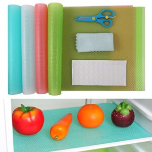 ISEAINNO 8 Pcs Refrigerator Liners for Shelves and Drawers Washable and Nonslip,EVA Refrigerator Mats,DIY Size by Cutting ,Multiuse for Kitchen Cabinets,Drawer,Table Placemats (8Pack(17.7"×11.6"))