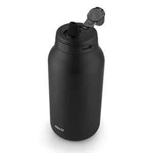 Ello Hydra Half Gallon Vacuum Insulated Stainless Steel Jug with Locking, Leak-Proof Lid and Soft Silicone Straw, Metal Reusable Water Bottle, Keeps Cold All Day, 64oz, Black