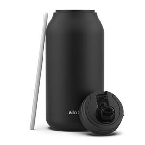 Ello Hydra Half Gallon Vacuum Insulated Stainless Steel Jug with Locking, Leak-Proof Lid and Soft Silicone Straw, Metal Reusable Water Bottle, Keeps Cold All Day, 64oz, Black