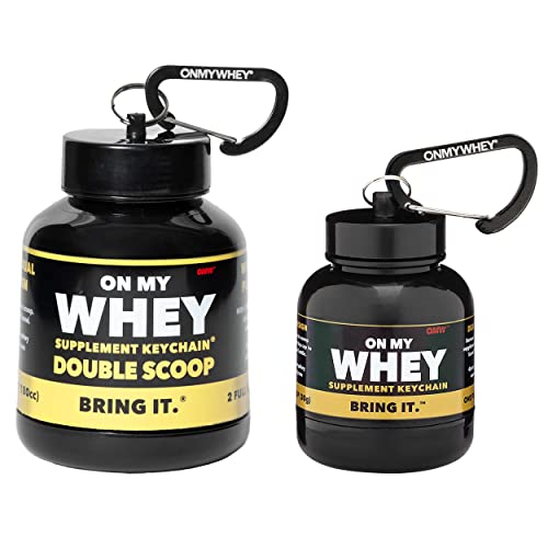 OnMyWhey - Single Scoop (75cc) + Double Scoop (180cc) Combo Pack Protein Powder and Supplement Funnel Keychain