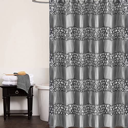 Popular Bath Sinatra Bathroom Luxury Glamorous Fabric Modern shower Curtain unique Design Bling Silver