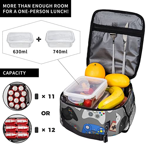 Video Game Controller Insulated Lunch Box Bag Portable Lunch Tote For Women Men And Kids