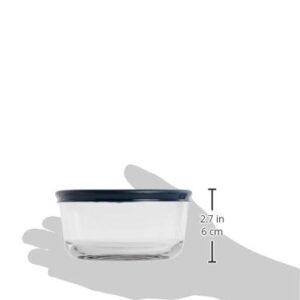 Anchor Hocking Round Glass Food Storage Containers with Blue SnugFit Lids, (BPA free, glass tempered tough for oven, microwave, fridge, and freezer), Clear Glass, Blue Lids, 2 Cup (Set of 3)