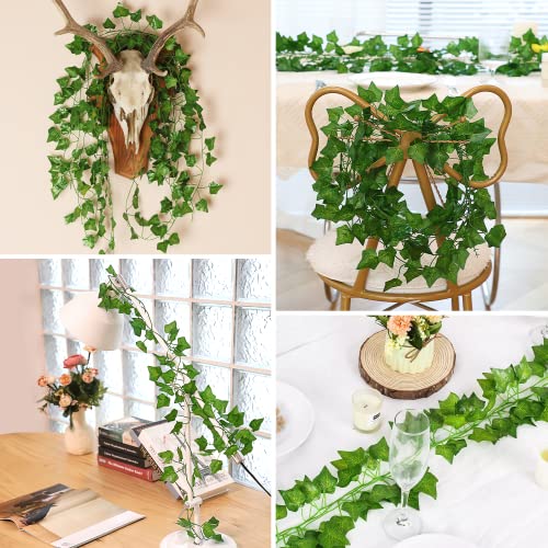 BLEUM CADE 6 Strands 42Ft Fake Vines for Bedroom with Fake Leaves, Hanging Artificial Greenery Garland Ivy Vines Fake Plants for St Patricks Day Christmas Wall Room Decor Aesthetic