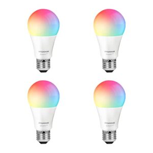 sylvania wifi led smart light bulb, 60w equivalent full color and tunable white a19, dimmable, compatible with alexa and google home only – 4 pack (75674)