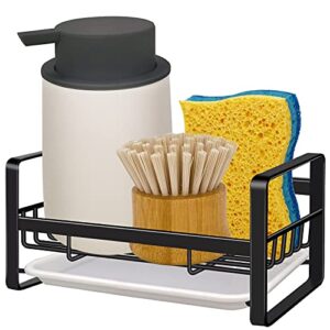 vanten kitchen sink caddy sponge holder sink caddy organizer, sponge holder for sink, sink tray drainer rack, soap dish dispenser brush holder storage kitchen accessories -countertop or adhesive