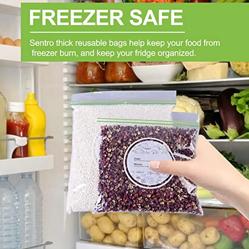 Reusable Food Storage Bags - 90 Pack BPA Free Reusable Freezer Bags(20 Gallon, 30 Reusable Sandwich Bags, 40 Reusable Snack Bags)Leakproof Freezer Safe Bag for Meat Fruit Vegetable