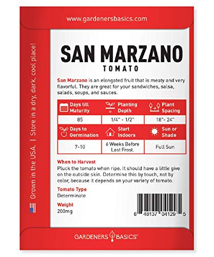 San Marzano Tomato Seeds For Planting Heirloom Non-GMO Seeds For Home Garden Vegetables Makes a Great Gift For Gardening by Gardeners Basics