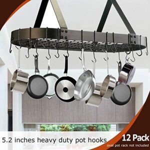 ESFUN 12 Pack 5 inches Heavy Duty S Hooks Black Pot Hooks Pan Rack Holder Hooks for Hanging Kitchen Utensils Pots Pans Clothes Bags Towels Plants with 90 Degree Twist Angled