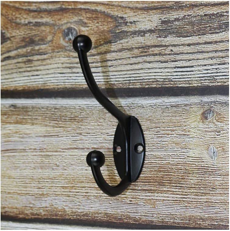 ZEYU Wall Hooks, 10Pcs Coat Hooks Hardware Towel Hooks for Hanging Coats Double No Rust Black Robe Hooks Wall Mounted with Screws for Key, Towel, Bags, Cup, Hat