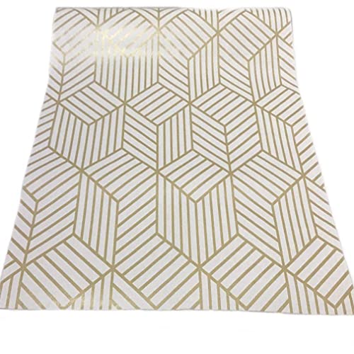 Gold and Beige Geometry Stripped Hexagon Adhesive Decorative Contact Paper Removable Shelf Drawer Liner Sticker Vinyl Film Wall Arts and Crafts Decor 17.7 inch by 9.8 Feet(Gold)