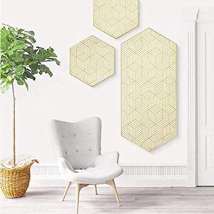 Gold and Beige Geometry Stripped Hexagon Adhesive Decorative Contact Paper Removable Shelf Drawer Liner Sticker Vinyl Film Wall Arts and Crafts Decor 17.7 inch by 9.8 Feet(Gold)