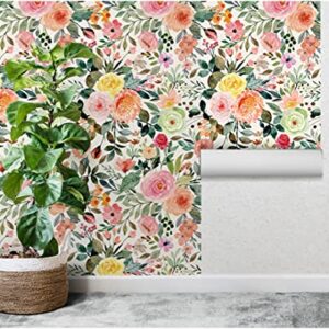 Self Adhesive Rose Floral Drawer Liner Contact Paper Peel and Stick Floral Wallpaper for Girls Bedroom Shelves Cabinets Dresser Table Furniture Walls Decal 17.7X117 Inches